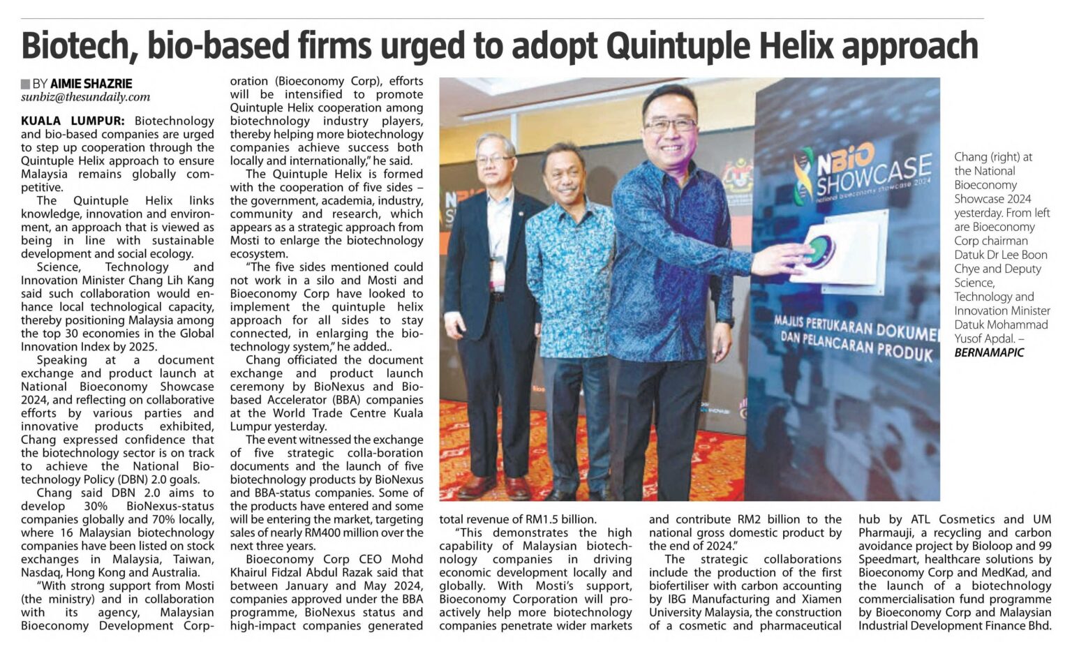 The Sun - Biotech, Bio-based Firms Urged to Adopt Quintuple Helix ...